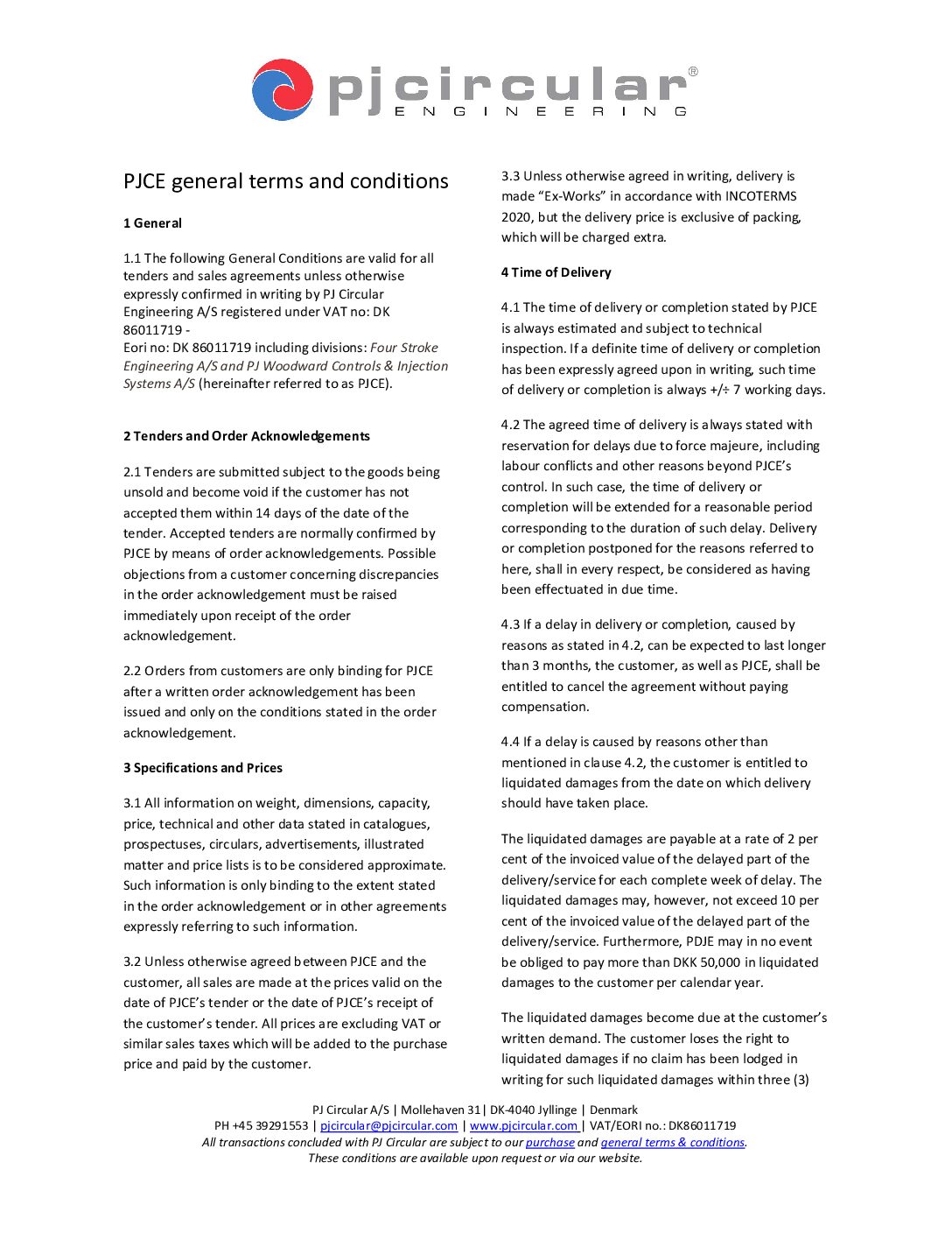 General Terms & Conditions – PJ Circular Engineering